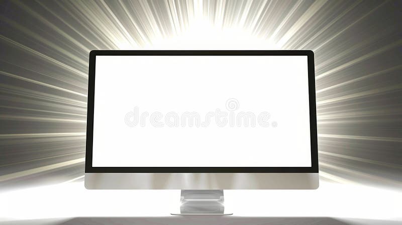 Bright Computer Screen with Radiant Background Stock Illustration ...