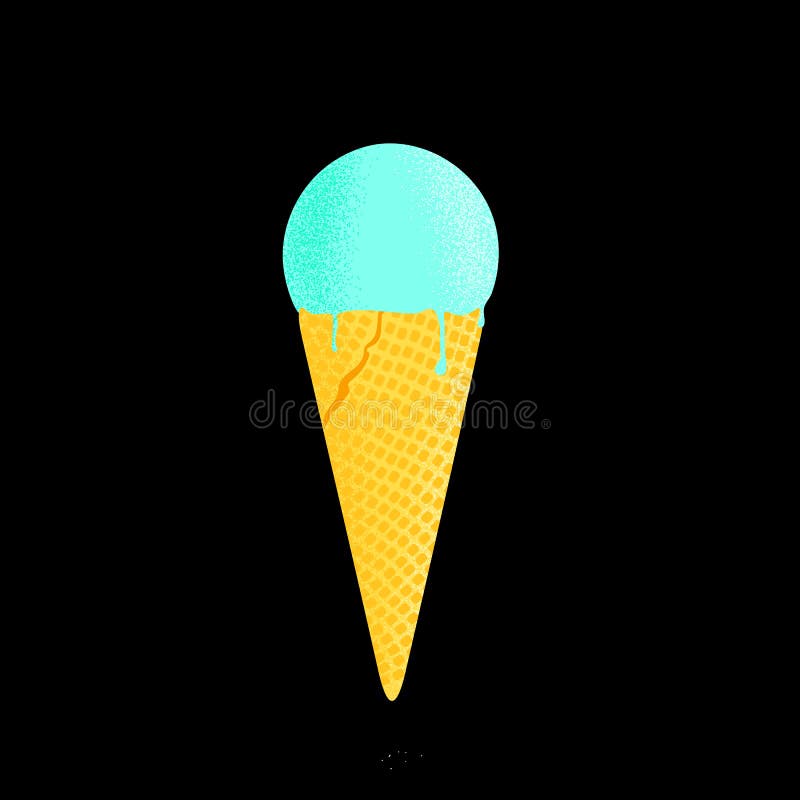Bright Cone of Ice Cream on a Black Background Stock Vector ...