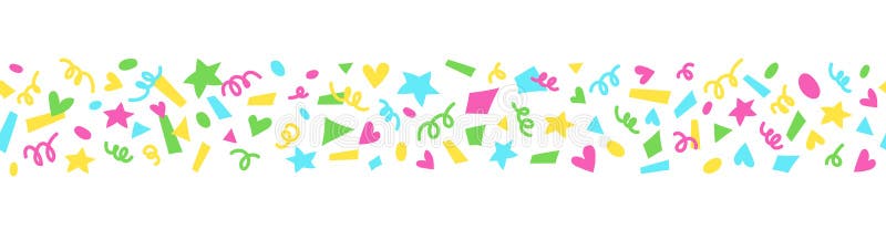 Bright Confetti Seamless Border Isolated on White Background. Confetti ...