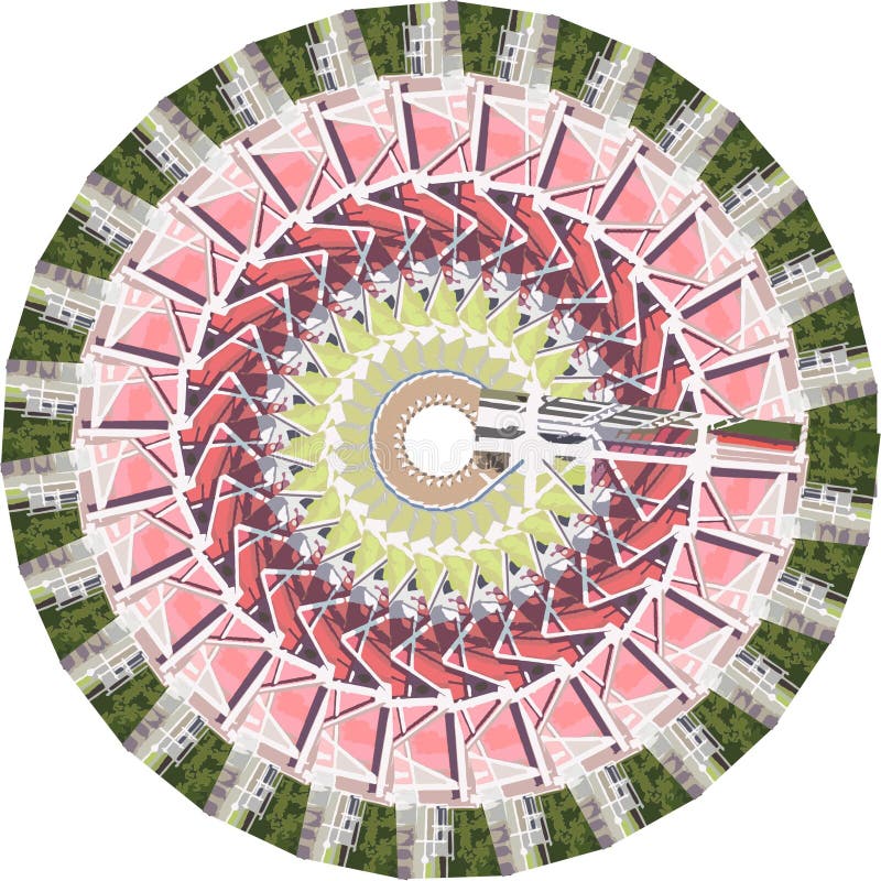 Bright Construction Circle in Red and Green Tones on White Stock Vector ...