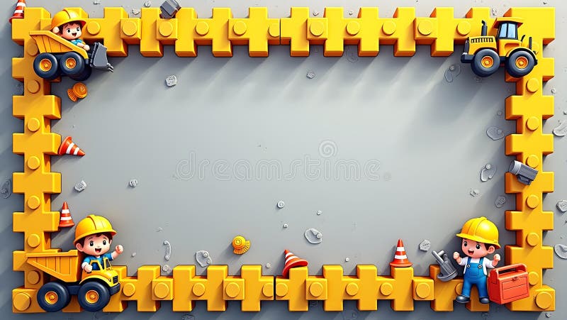 Bright Construction Frame with Cartoon Tools and Building Equipment ...