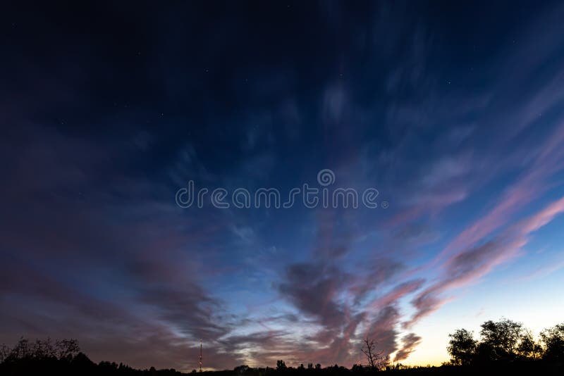 Bright Contrasting Blue Sky with Color Gradient. Stock Image - Image of ...