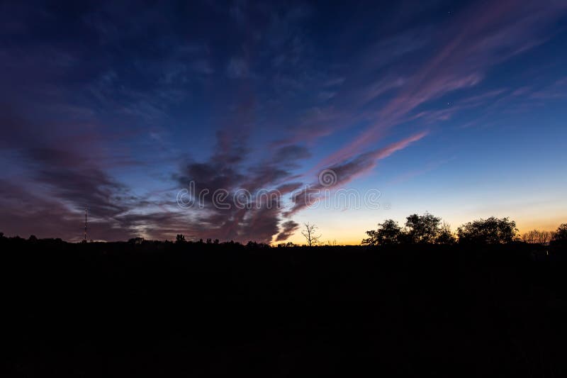 Bright Contrasting Blue Sky with Color Gradient. Stock Photo - Image of ...