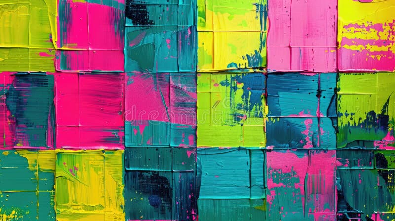 Bright and Contrasting Colors in Abstract Squares, Pixelated Texture ...