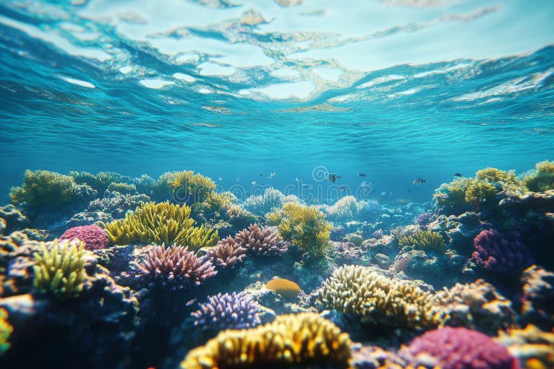 Bright Coral Reef, Multicolored Fish, Aquatic Scene Stock Image - Image ...