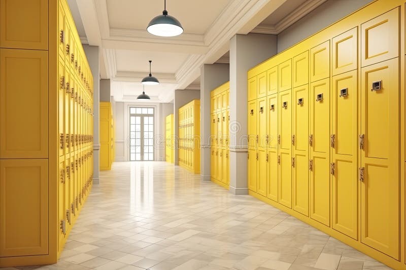 Yellow Room with School Lockers, Changing Room Elementary School ...