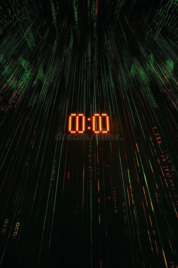 Countdown Timer Displayed with Digital Rain Backdrop in a Tech-inspired ...