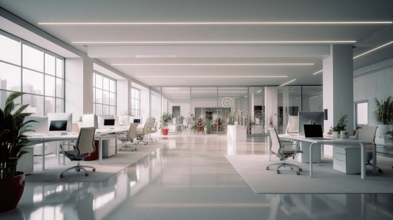 Bright Coworking Office Interior in Modern Office Building Stock ...