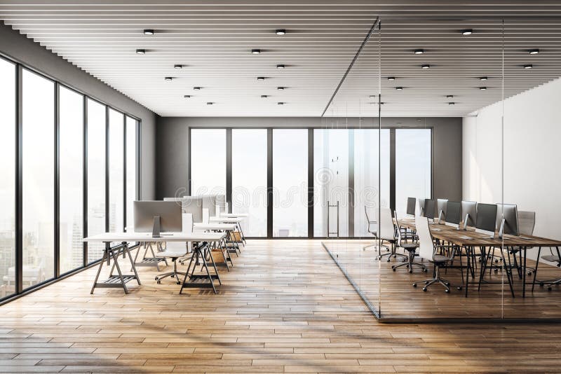 Bright Coworking Officeinterior Stock Illustration - Illustration of ...