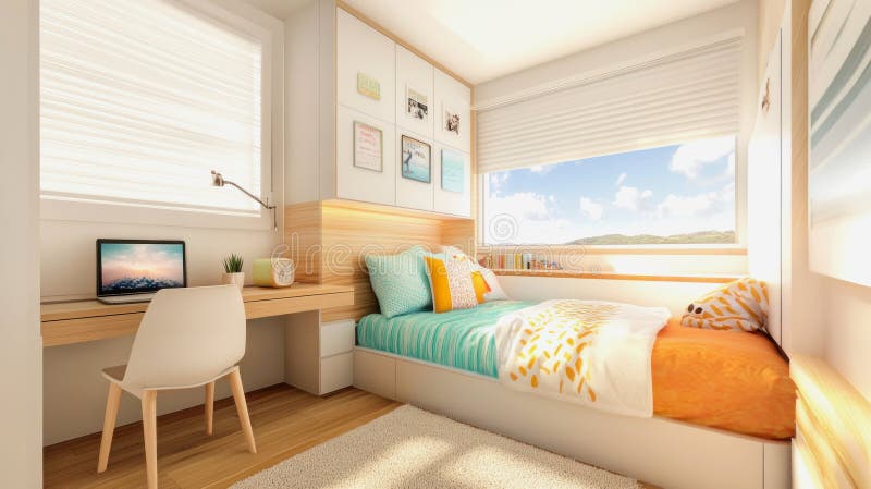 Bright Cozy Childrens Bedroom Study Area Window View Stock Photos ...