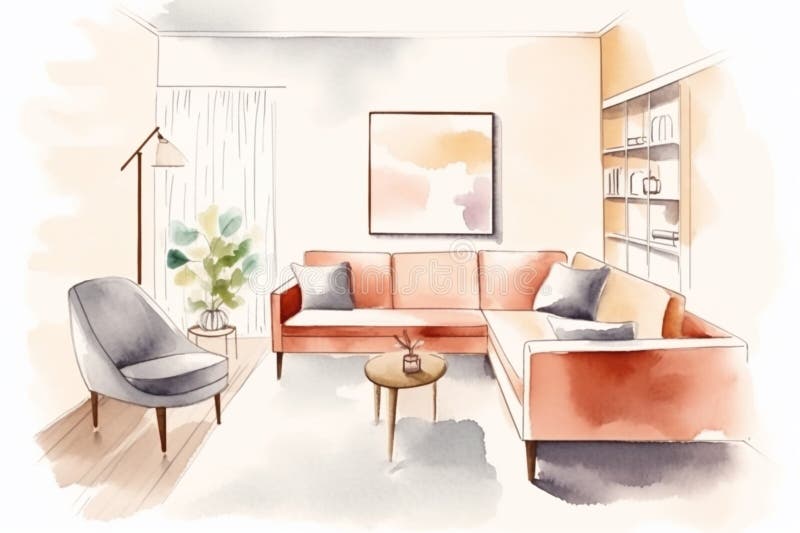 Bright and Cozy Drawing Interior. Living Room Design Created with ...