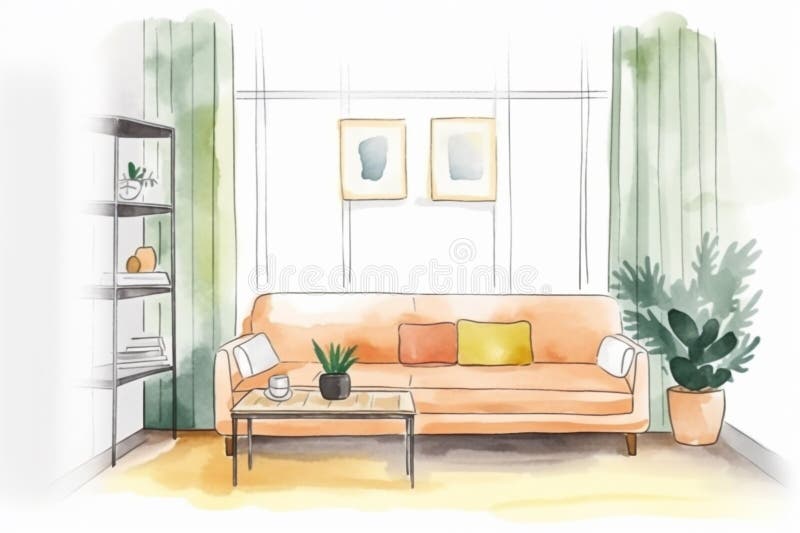 Bright and Cozy Drawing Interior. Living Room Design Created with ...