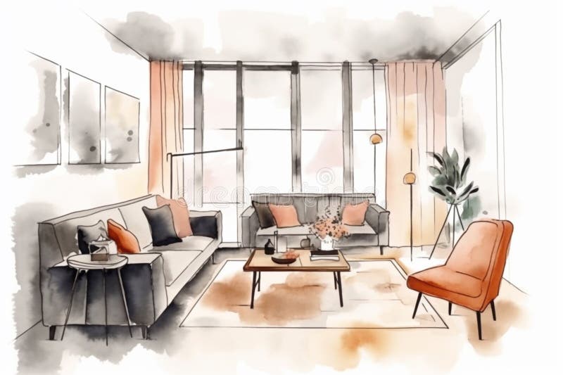 Bright and Cozy Drawing Interior. Living Room Design Created with ...