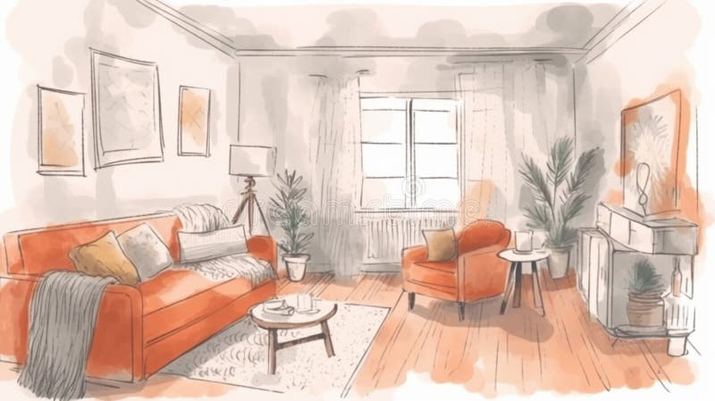 Bright and Cozy Drawing Interior. Living Room Design Created with ...
