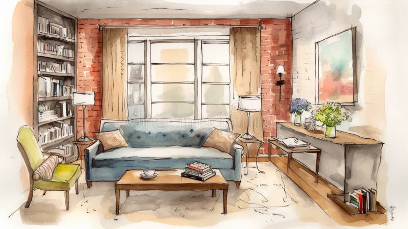 Bright and Cozy Drawing Interior. Living Room Design Created with ...