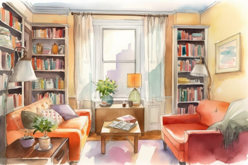 Bright and Cozy Drawing Interior. Living Room Design Created with ...