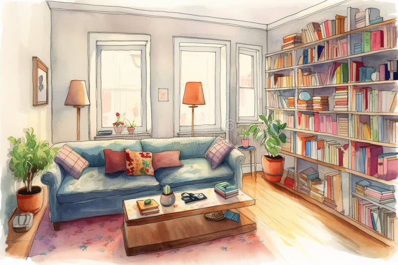 Bright and Cozy Drawing Interior. Living Room Design Created with ...