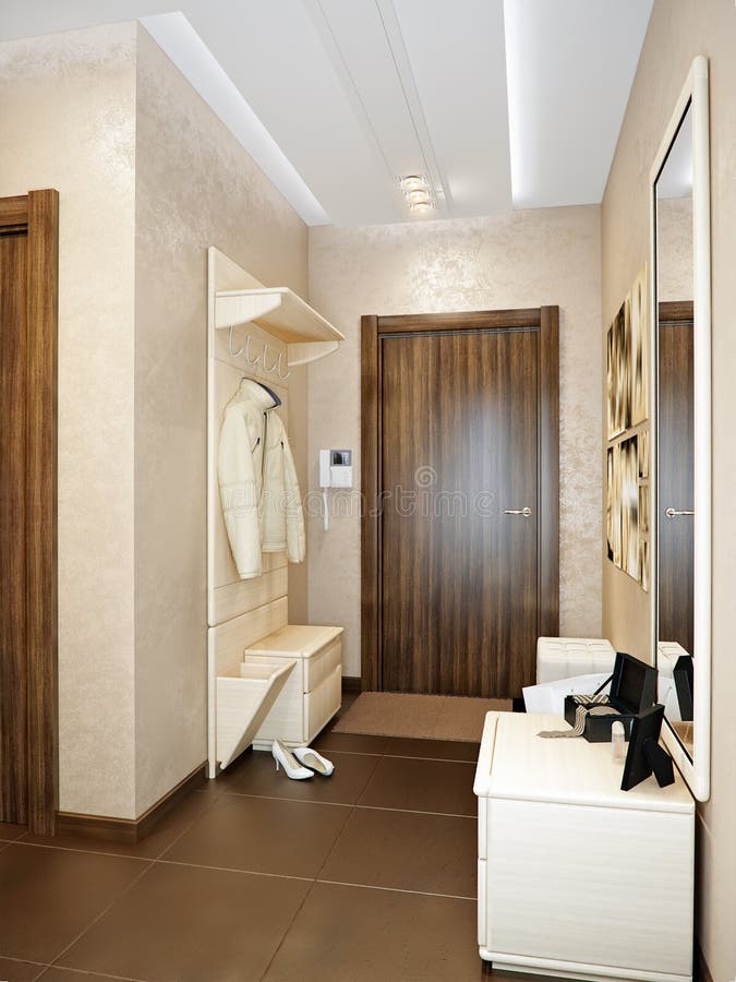 Bright and Cozy Hall Interior Design Stock Illustration - Illustration ...