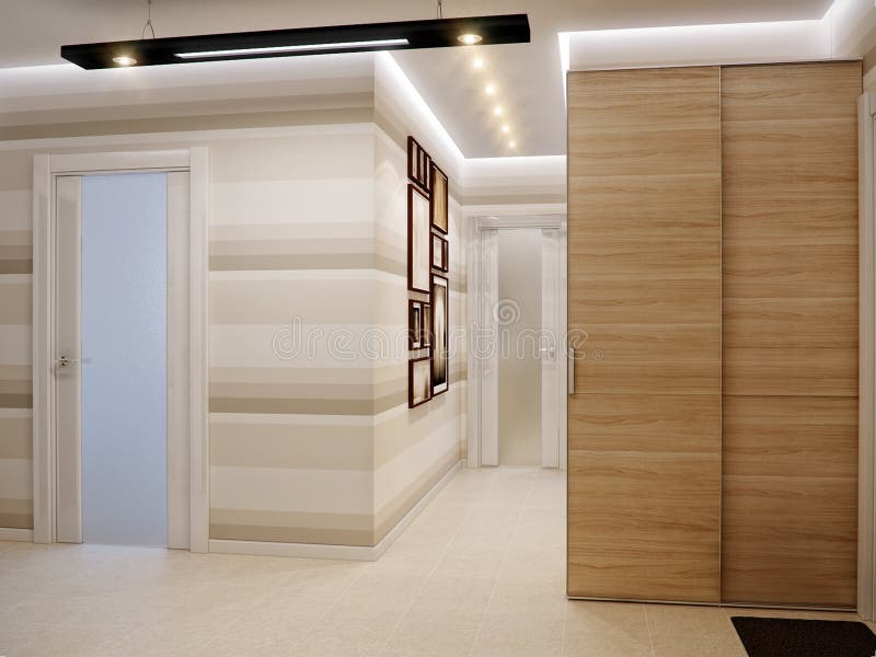 Bright and Cozy Hall Interior Design Stock Illustration - Illustration ...