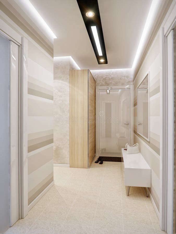 Bright and Cozy Hall Interior Design Stock Illustration - Illustration ...