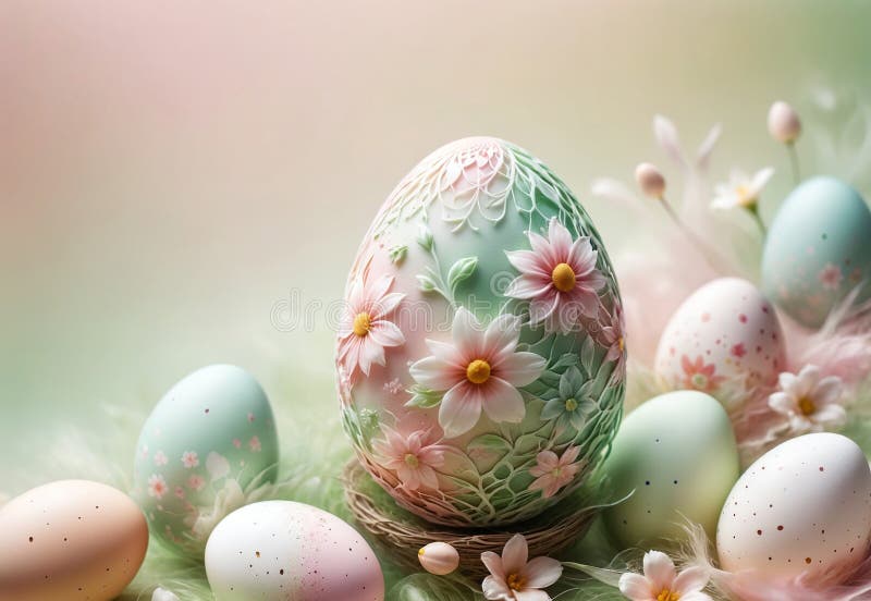 Bright Crocus Buds and Transparent Easter Egg on a Pastel Background ...