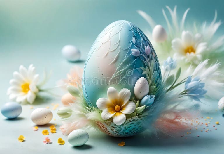 Bright Crocus Buds and Transparent Easter Egg on a Pastel Background ...