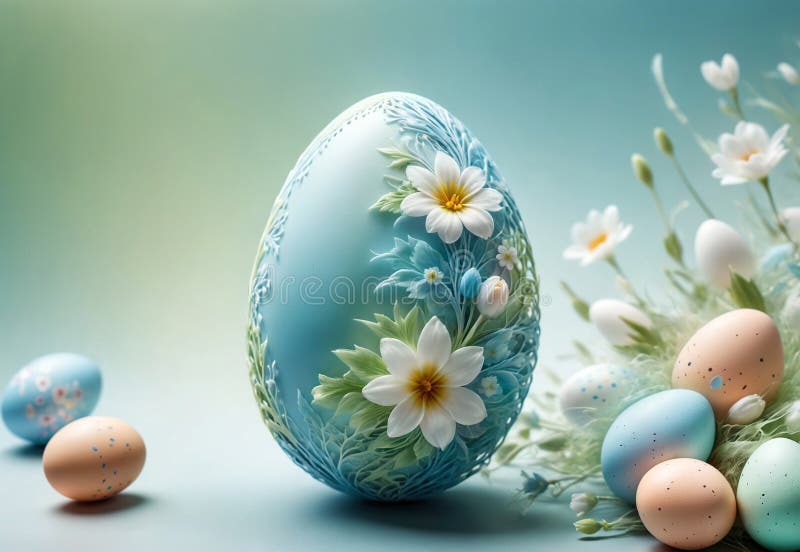 Bright Crocus Buds and Transparent Easter Egg on a Pastel Background ...