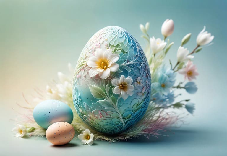 Bright Crocus Buds and Transparent Easter Egg on a Pastel Background ...