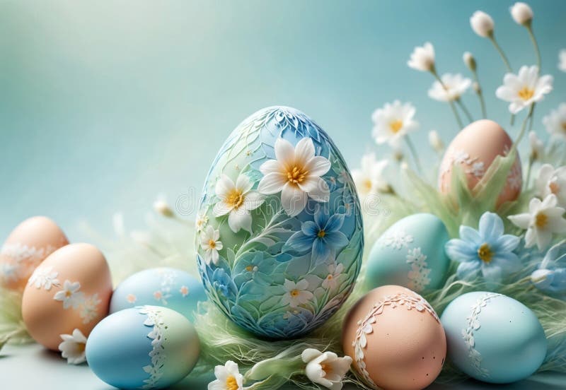 Bright Crocus Buds and Transparent Easter Egg on a Pastel Background ...