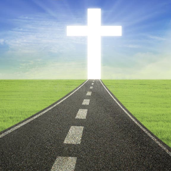 Bright Cross on the road stock illustration. Illustration of ...