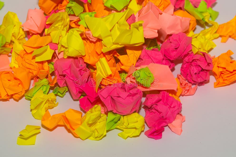 Bright Crumpled Multi-colored Stickers on the Office White Board Stock ...