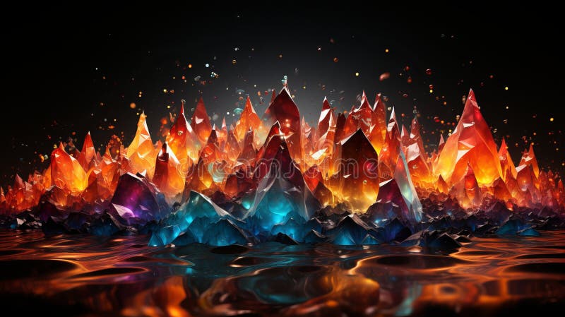 Bright Crystals Glowing on a Dark Background Generative AI Stock ...