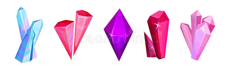 Bright Crystals or Quartz and Faceted Stones Vector Set Stock Vector ...
