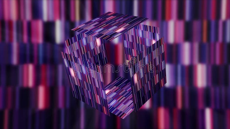 Bright Cube in Game. Motion. Shimmering Colorful Cube in Cyberspace ...