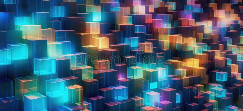 Bright Cubes on a Dark Background Stock Illustration - Illustration of ...