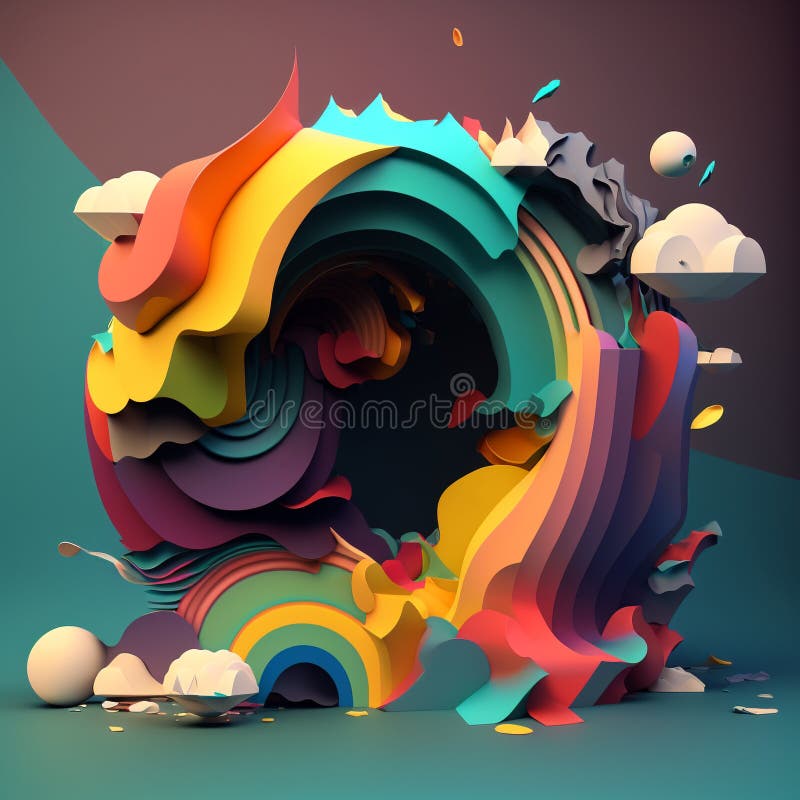 Bright 3D Abstract Illustration Stock Illustration - Illustration of ...