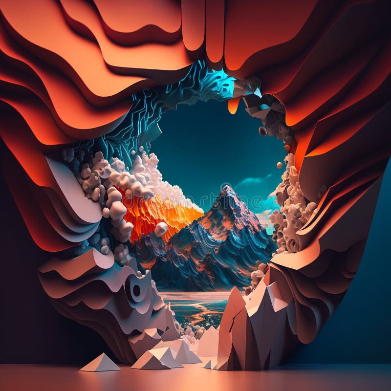 Bright 3D Abstract Modern Fantasy Illustration Stock Illustration ...