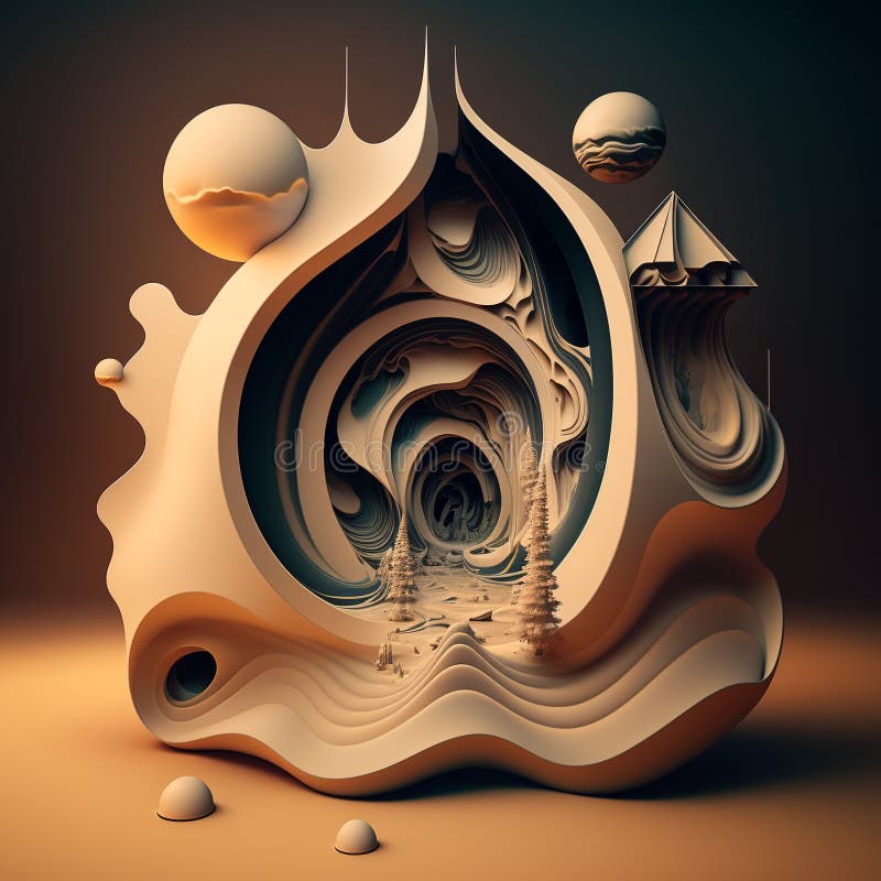 Bright 3D Abstract Modern Fantasy Illustration Stock Illustration ...