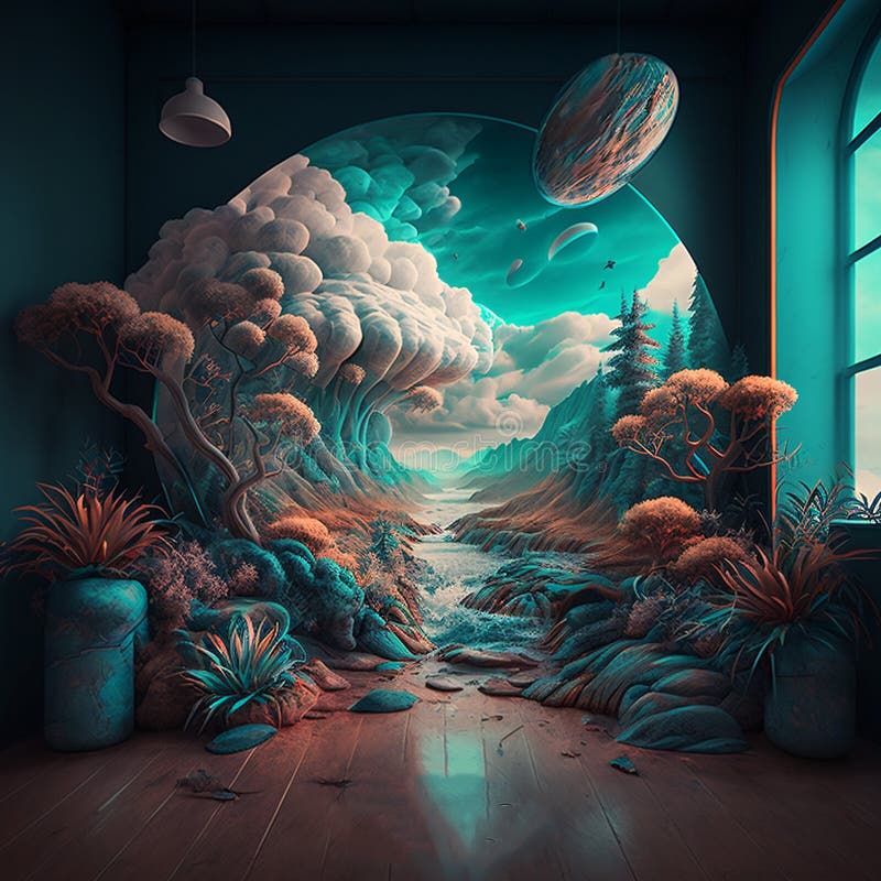 Bright 3D Abstract Modern Fantasy Illustration Stock Illustration ...