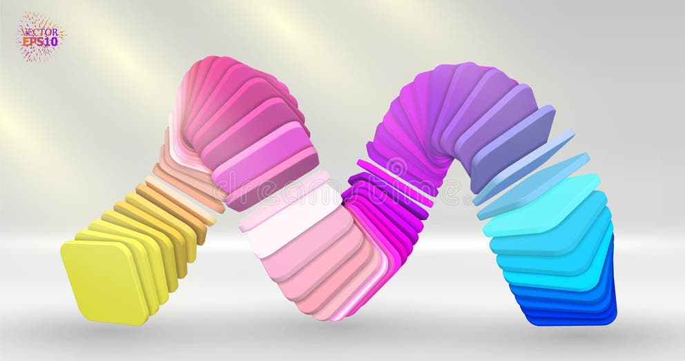 Bright 3D Abstraction with an Array of Smoothly Curved Objects. Gradient Colors Stock ...