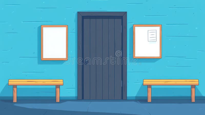 Bright D Animated Classroom Scene Featuring Benches, a Whiteboard, and ...