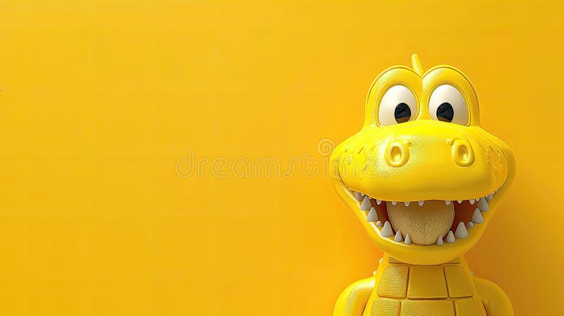 Bright 3D Cartoonish Crocodile on Yellow Background. Stock Illustration ...