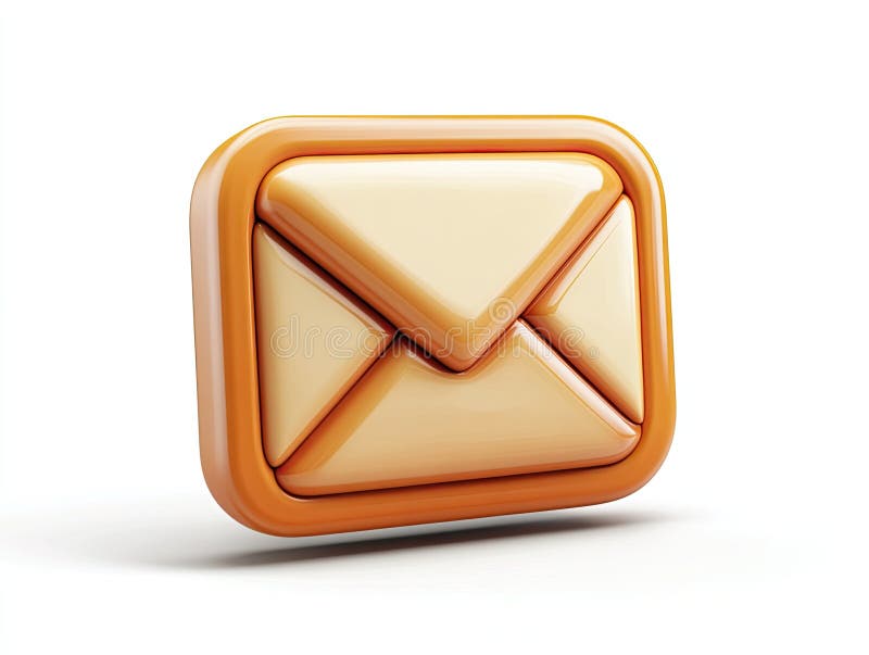 Bright 3D E-mail Icon in Cartoonish Style Front View for Communication ...