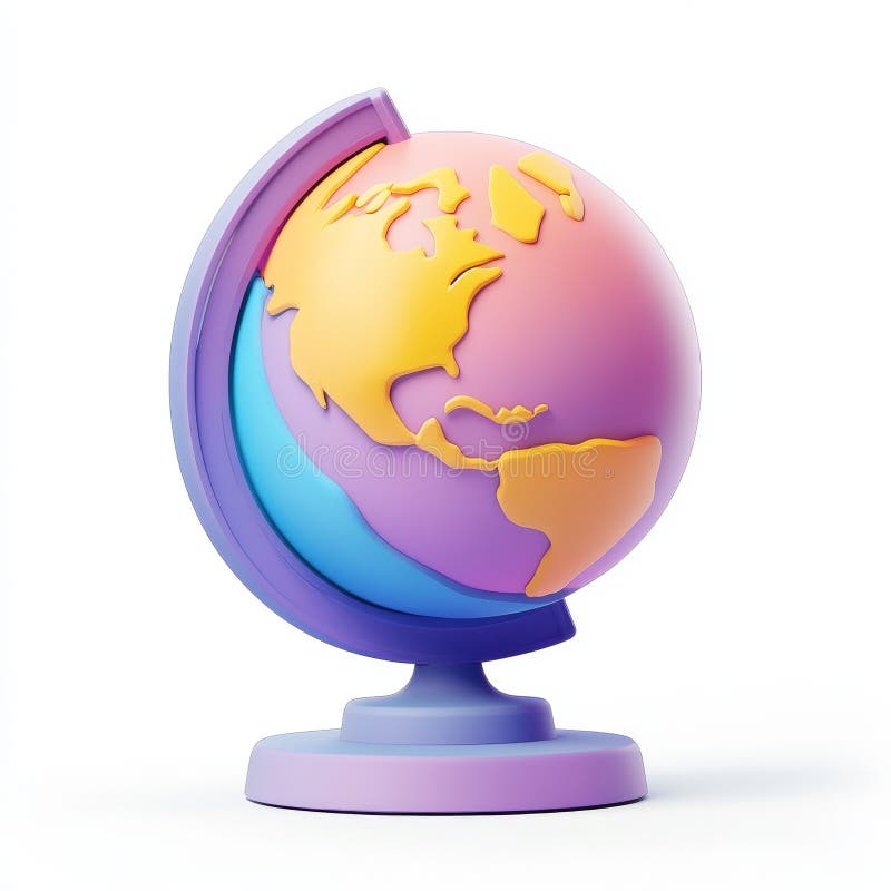A Bright 3D Globe Turns, Highlighting Vibrant Continents and a Fun ...