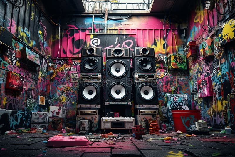 Bright 3D Visualization of Dynamic Music, Thematic Background. Stock ...