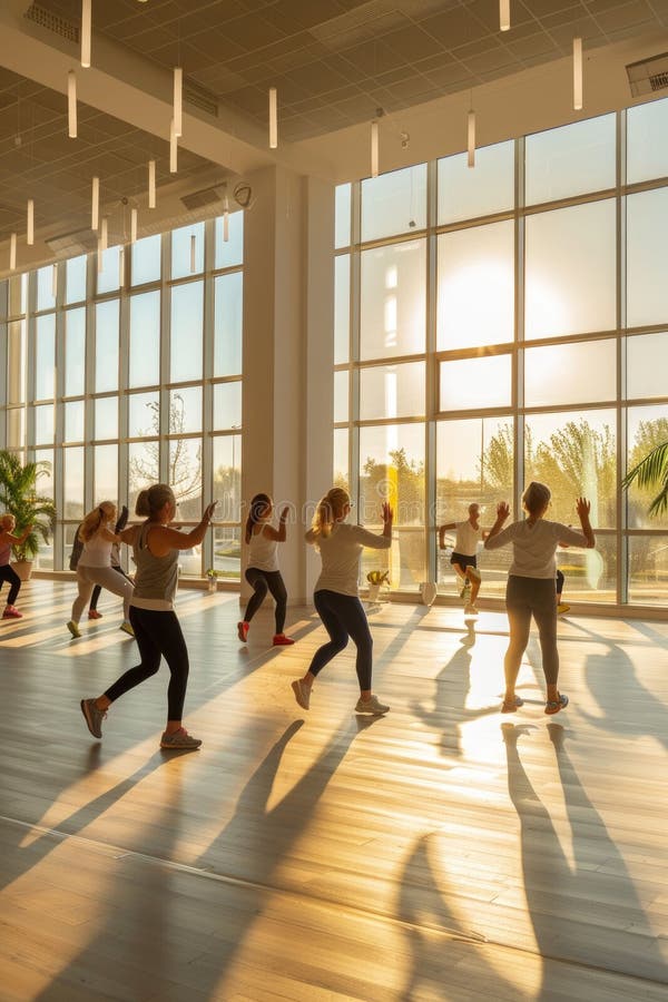 A Bright Dance Hall with Tall Windows and Beams of Sunlight ...