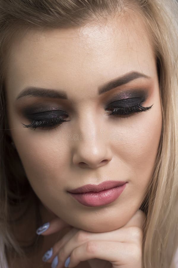 Bright, Dark Makeup on a Girl Stock Image - Image of fashion, dark ...