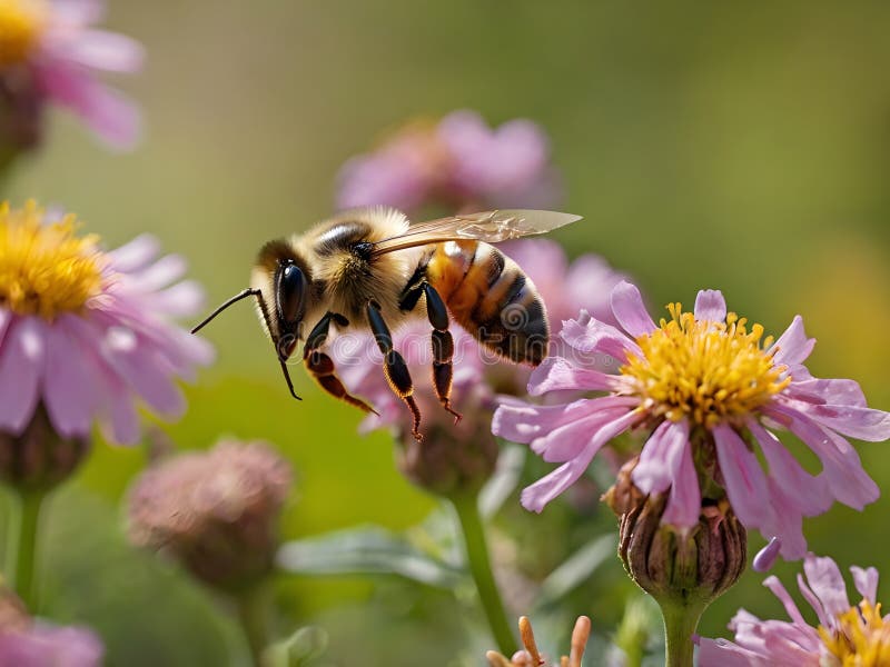 A bee landed on a flower stock image. Image of floral - 362859399