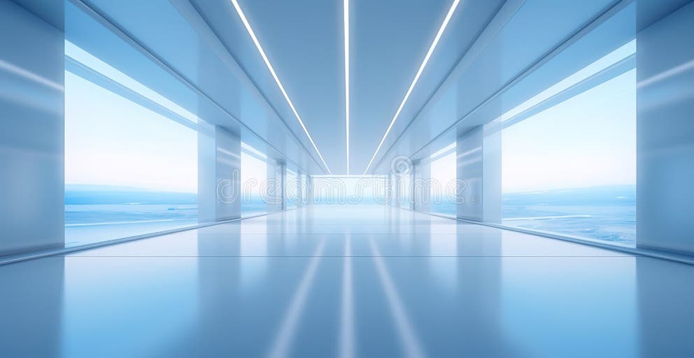 Bright Day Light Coming through Windows in Empty Building Hall Stock ...