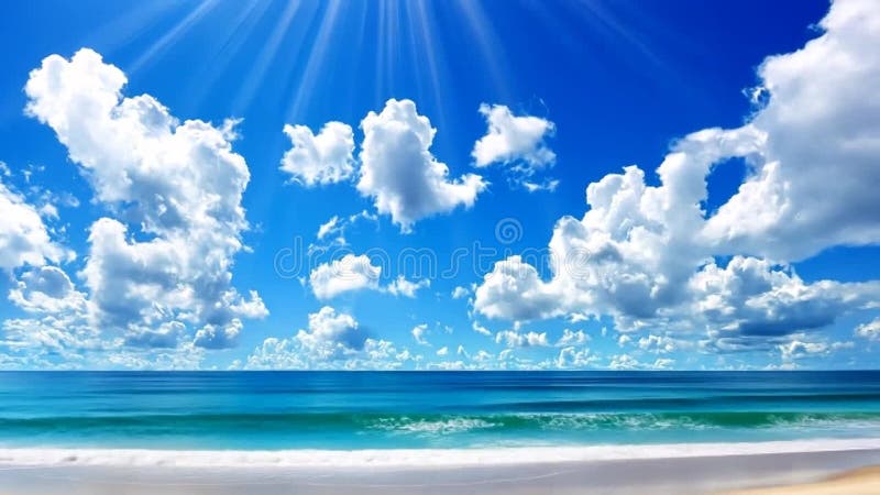Bright Day at the Seaside, Clouds Casting Patterns As Sunlight Beams ...